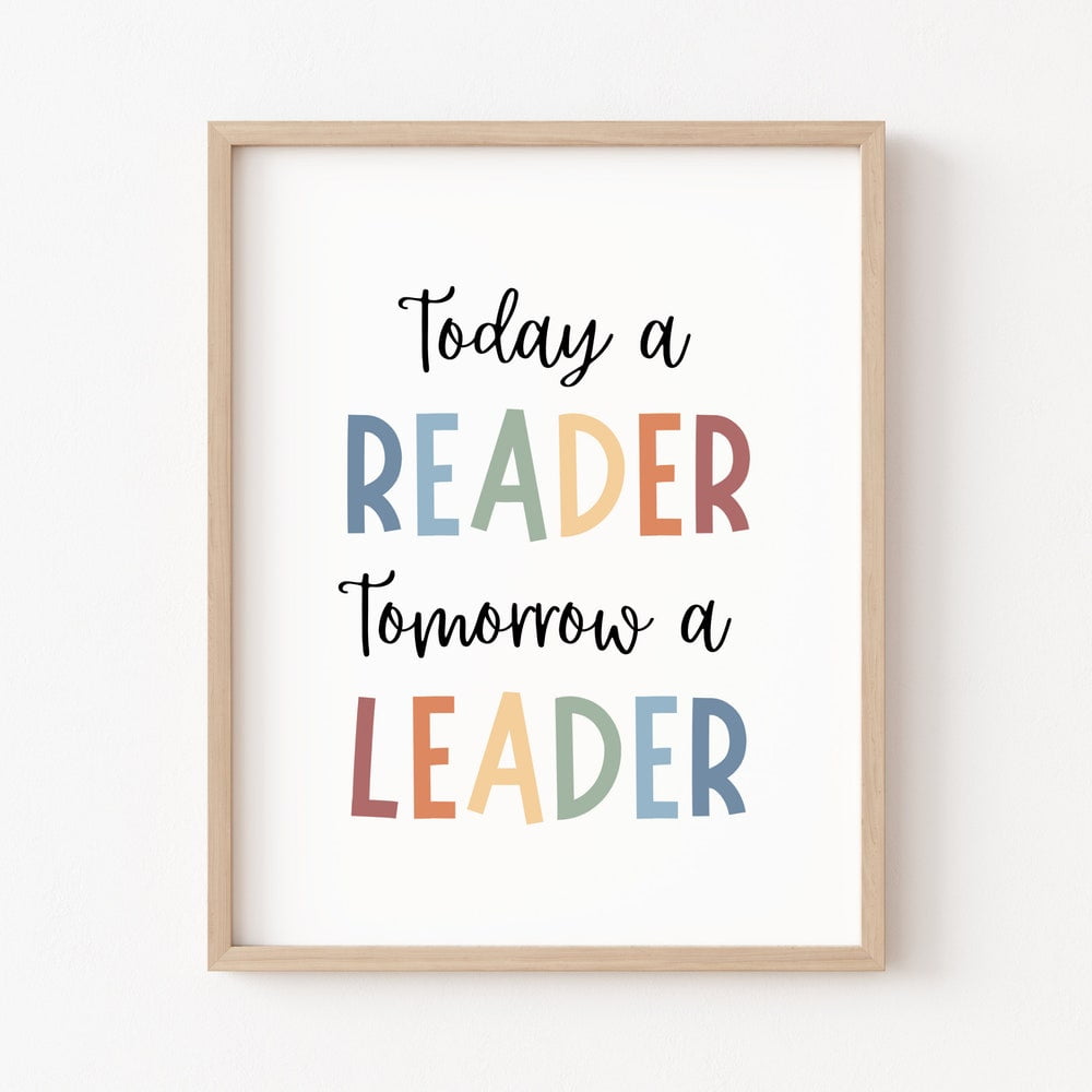 DOPAPRINT Today A Reader Tomorrow A Leader, Reading Corner Posters Boho ...