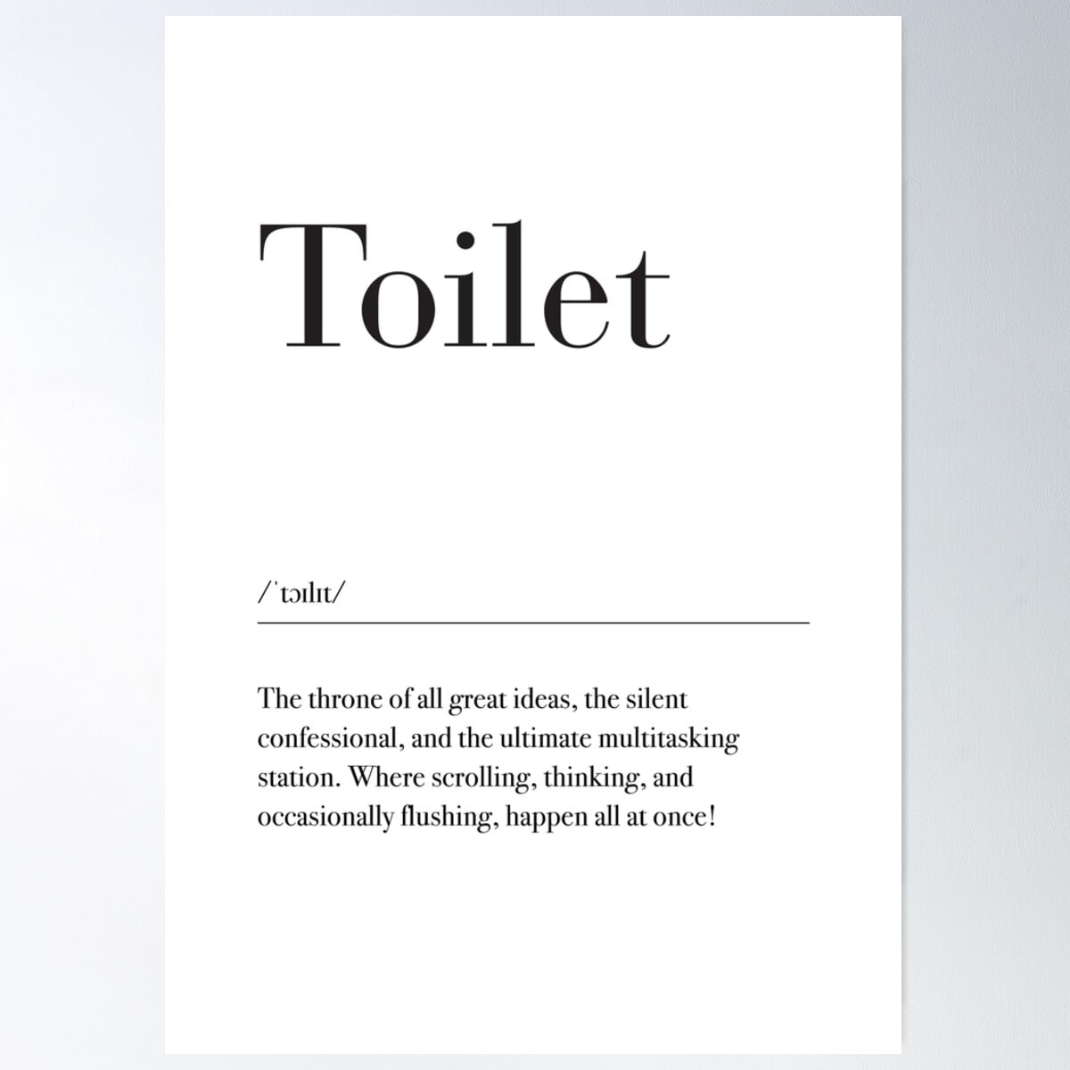 DOPAPRINT Toilet - Definition Of The Word Toilet Poster Wall Art ...