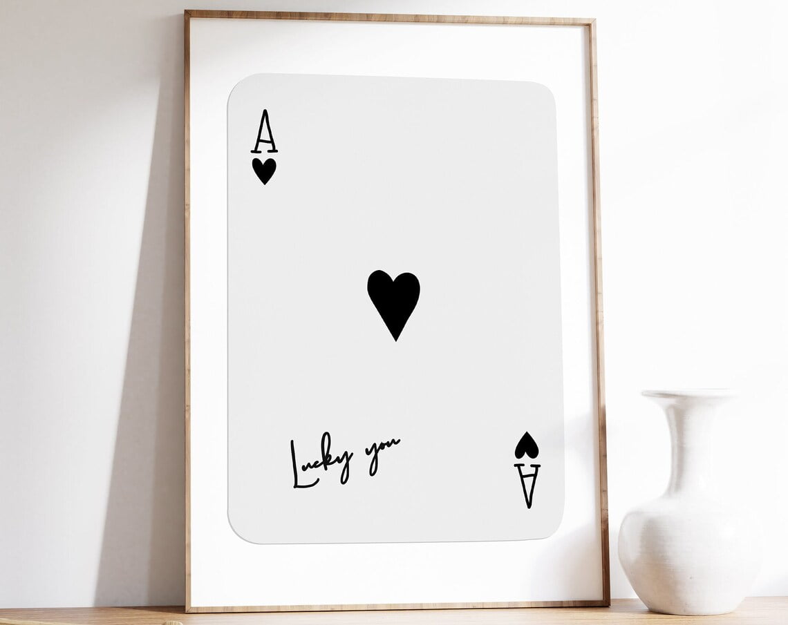 DOPAPRINT Trendy Ace Of Hearts Print, Playing Card Poster, Trendy Retro ...