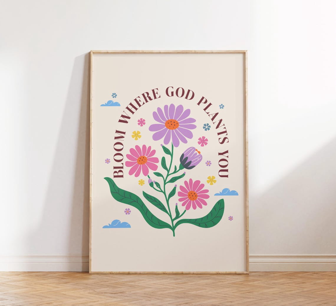 DOPAPRINT Trendy Christian Wall Art, Scripture Art, Bible Verse, Flower ...