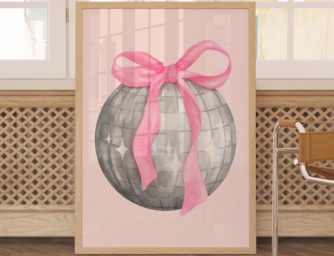 DOPAPRINT Trendy Disco Coquette Bow Print Preppy Pink And Orange Disco ...