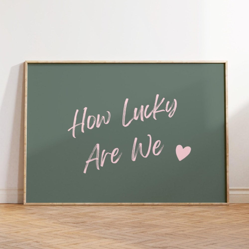 DOPAPRINT Trendy How Lucky Are We Wall Art Sage Green Retro Poster ...