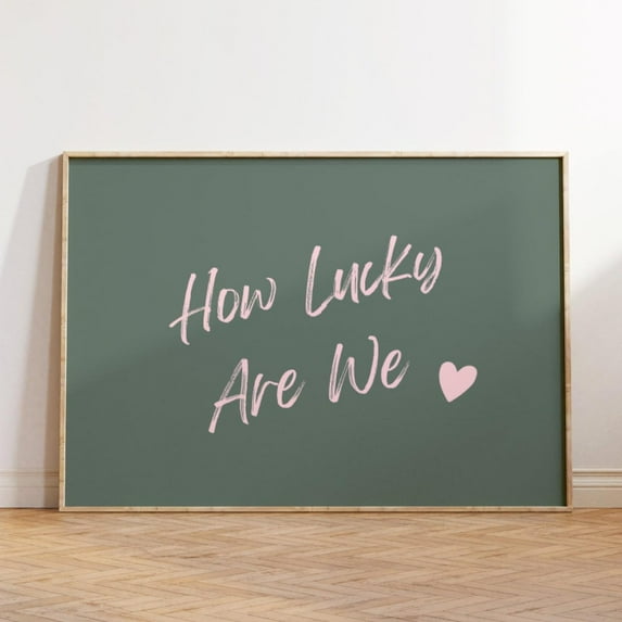 DOPAPRINT Trendy How Lucky Are We Wall Art Sage Green Retro Poster ...