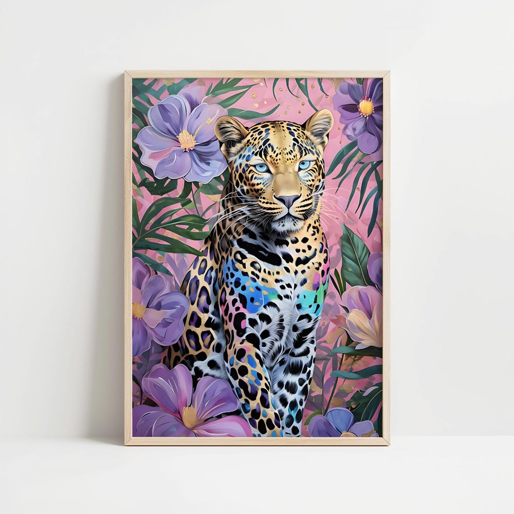 DOPAPRINT Trendy Leo.Pard Print Purple Cheetah Wall Art Jungle Animal ...