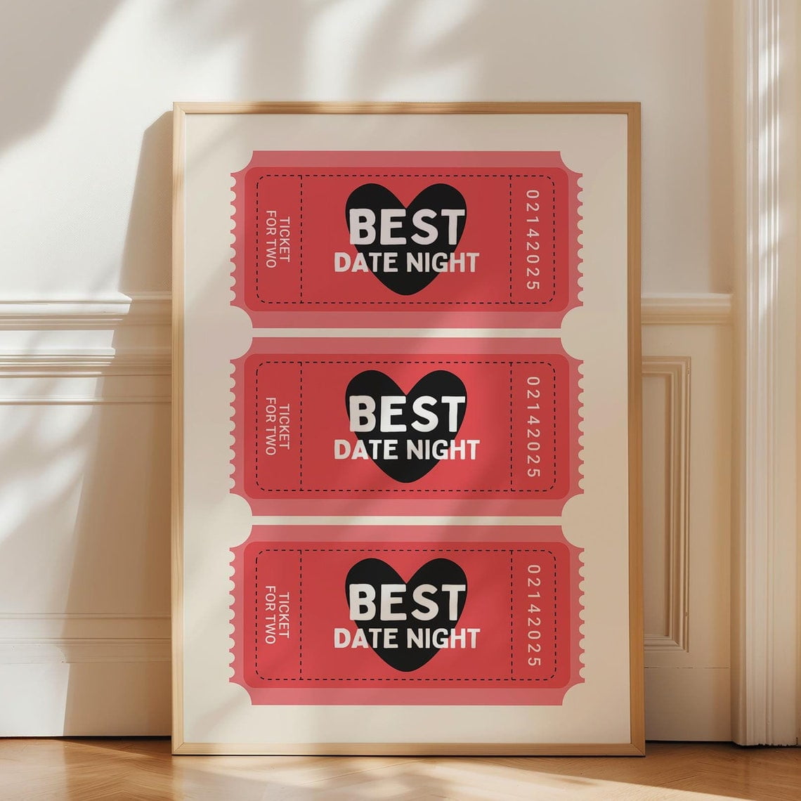 DOPAPRINT Trendy Love Ticket Print, Red Valentines Day Decor, Best Date ...