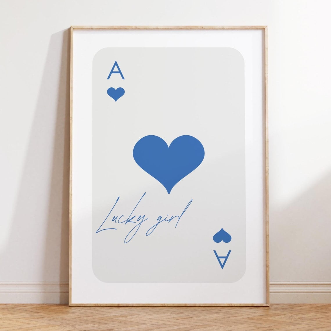 DOPAPRINT Trendy Lucky Girl Print Blue Ace Of Hearts Print Lucky You ...