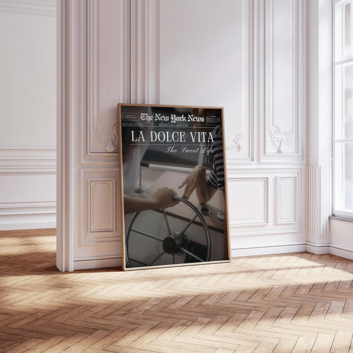 DOPAPRINT Trendy Newspaper Print, La Dolce Vita Newspaper Wall Art ...