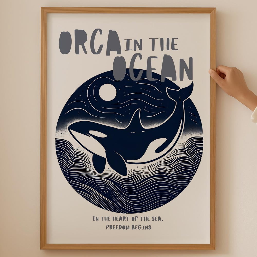DOPAPRINT Trendy Orca bathroom Poster- Orca Wall Art for blue ocean ...