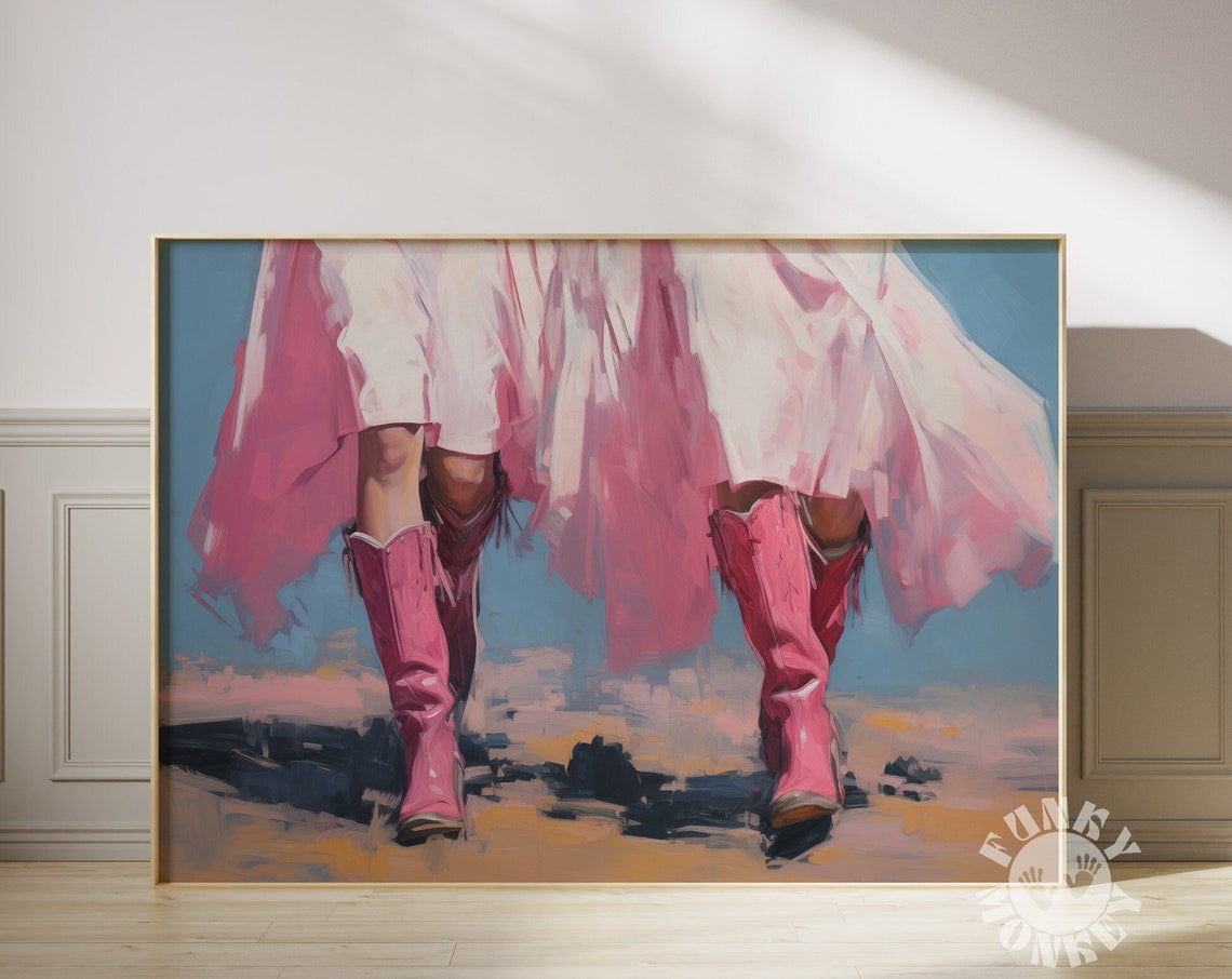 DOPAPRINT Trendy Pink Coastal Cowgirl Digital Print, Preppy Western ...