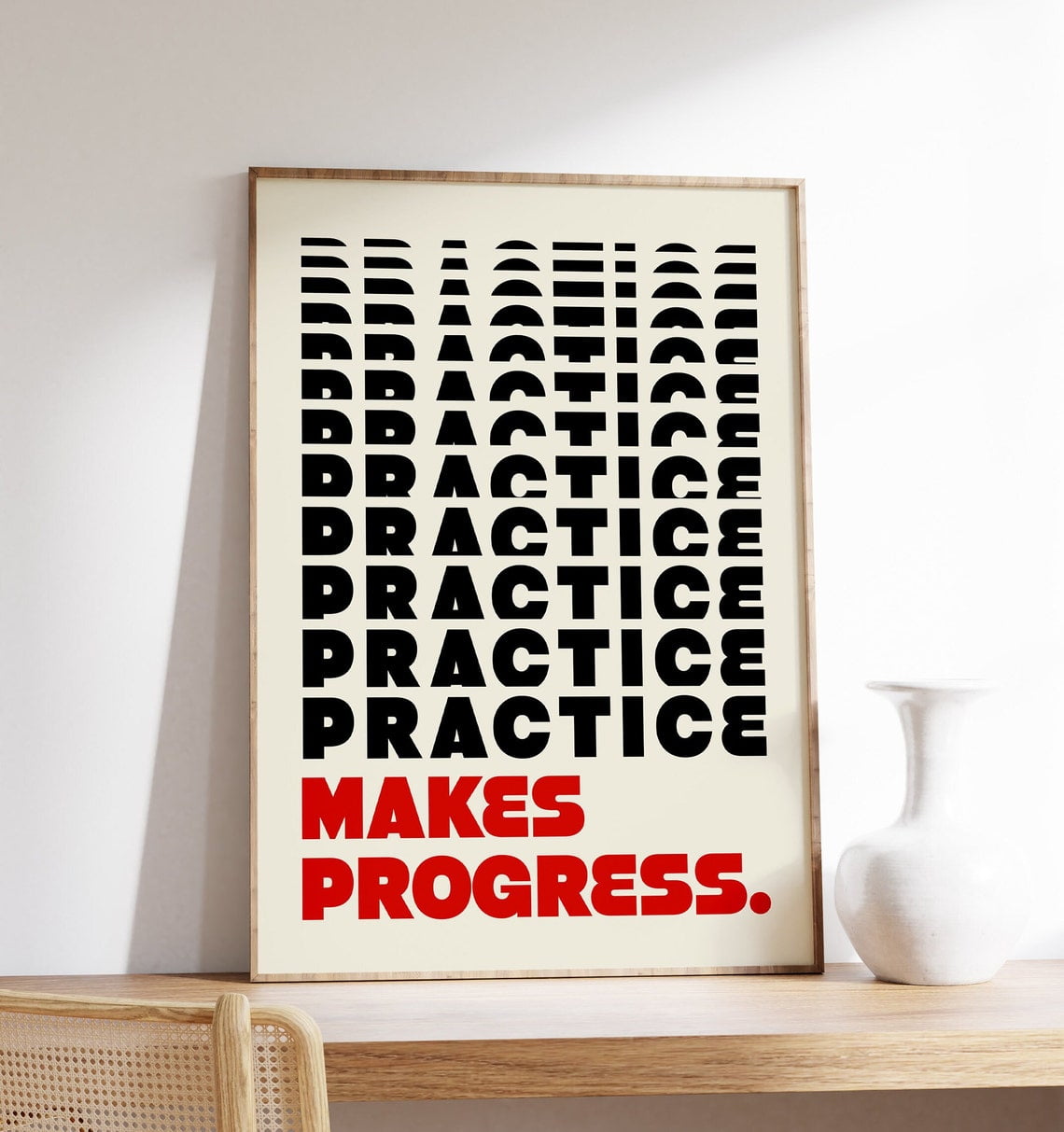 DOPAPRINT Trendy Retro Practice Makes Progress Print (Red), Practice ...
