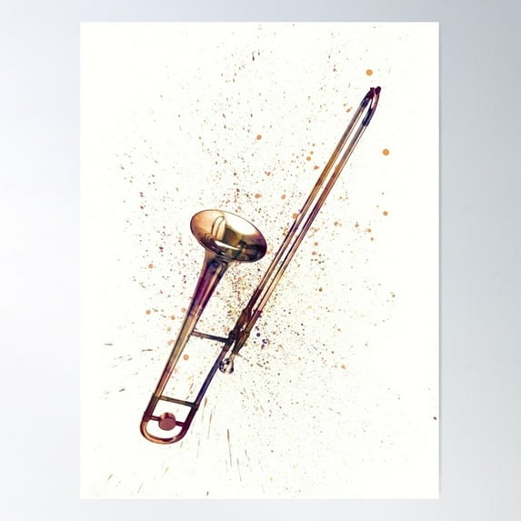 DOPAPRINT Trombone Abstract Watercolor Style Poster Wall Art For Living Room Bedroom NO FRAMED ...
