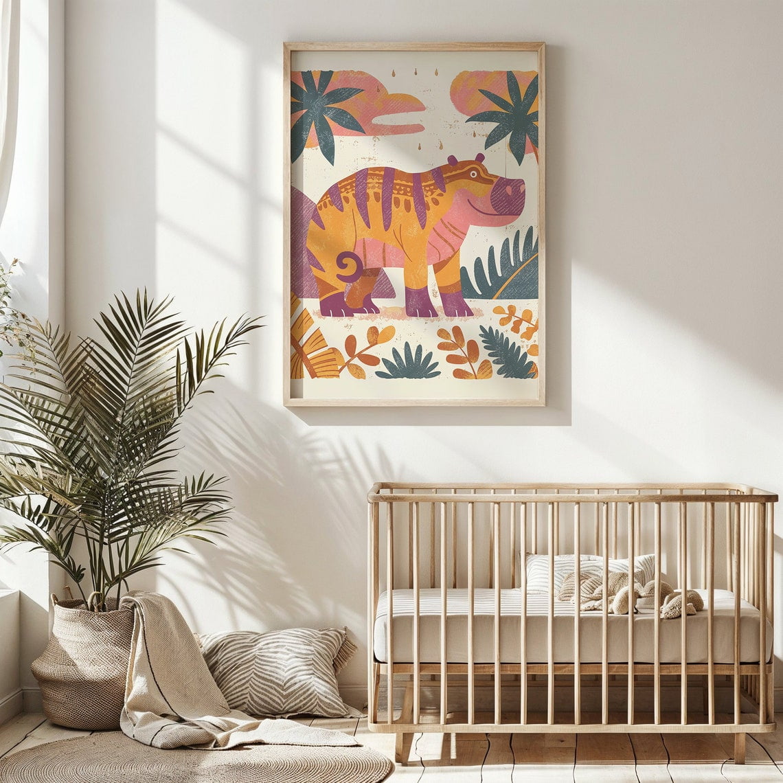 DOPAPRINT Tropical Hippo Illustration ~ Nursery Wall Art ~ Kids Jungle ...