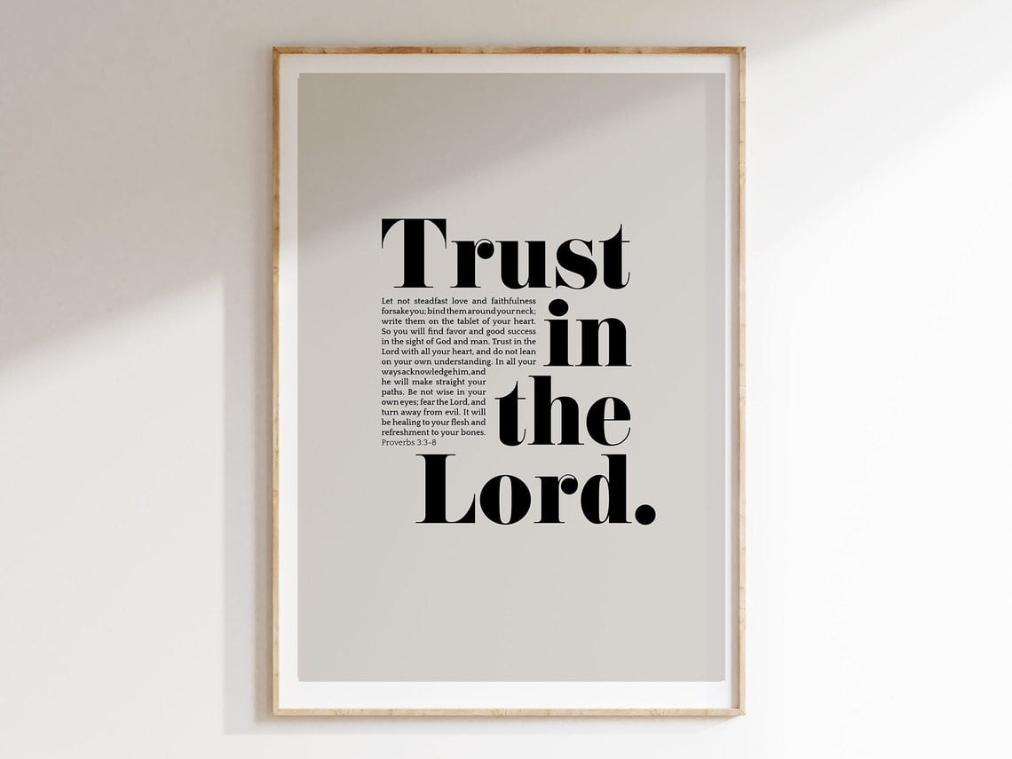 DOPAPRINT Trust In The Lord Bible Verse Wall Art, Proverbs 3:3-8 ...