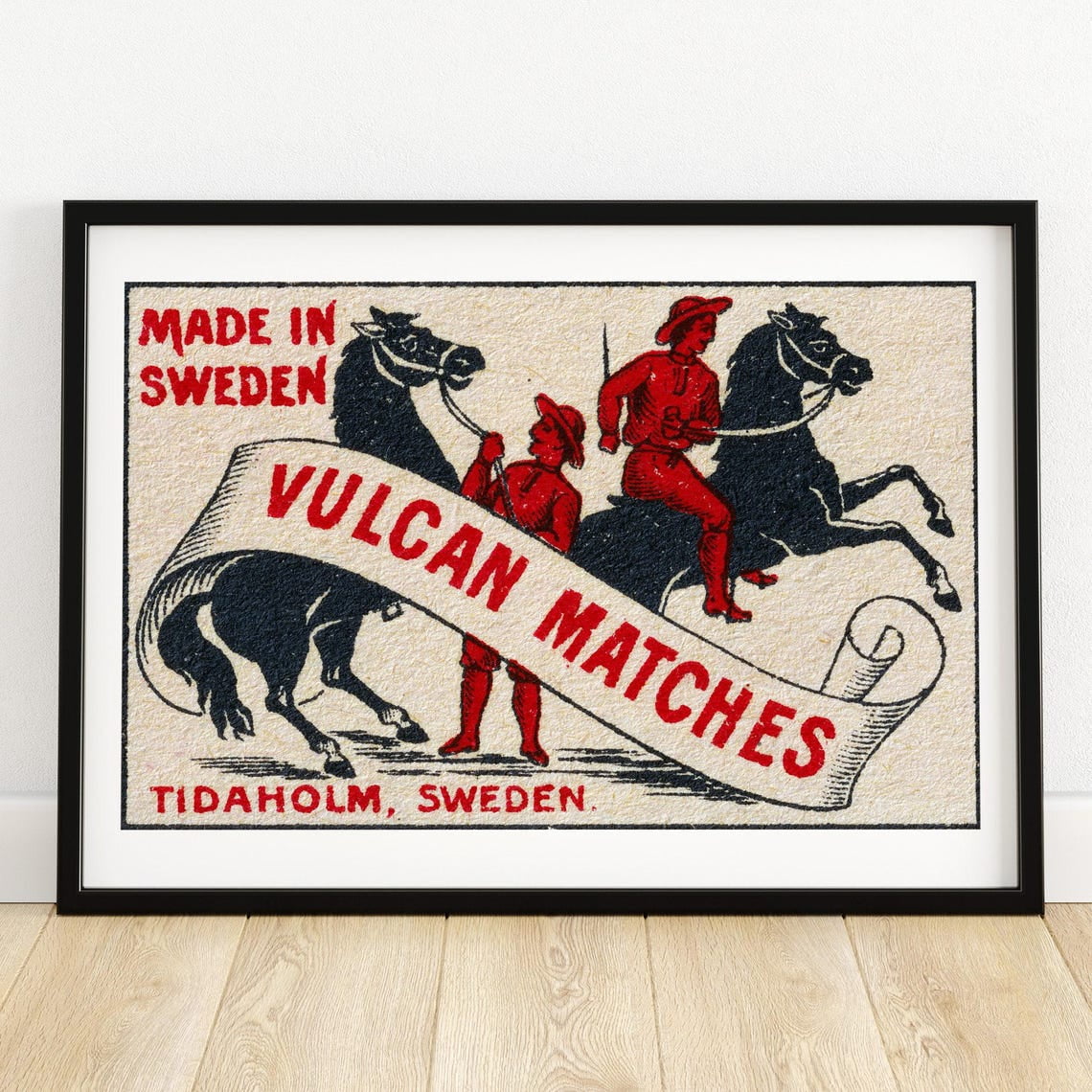 DOPAPRINT Two Horse Riders - Matchbox Print - Wall Art - Vintage ...