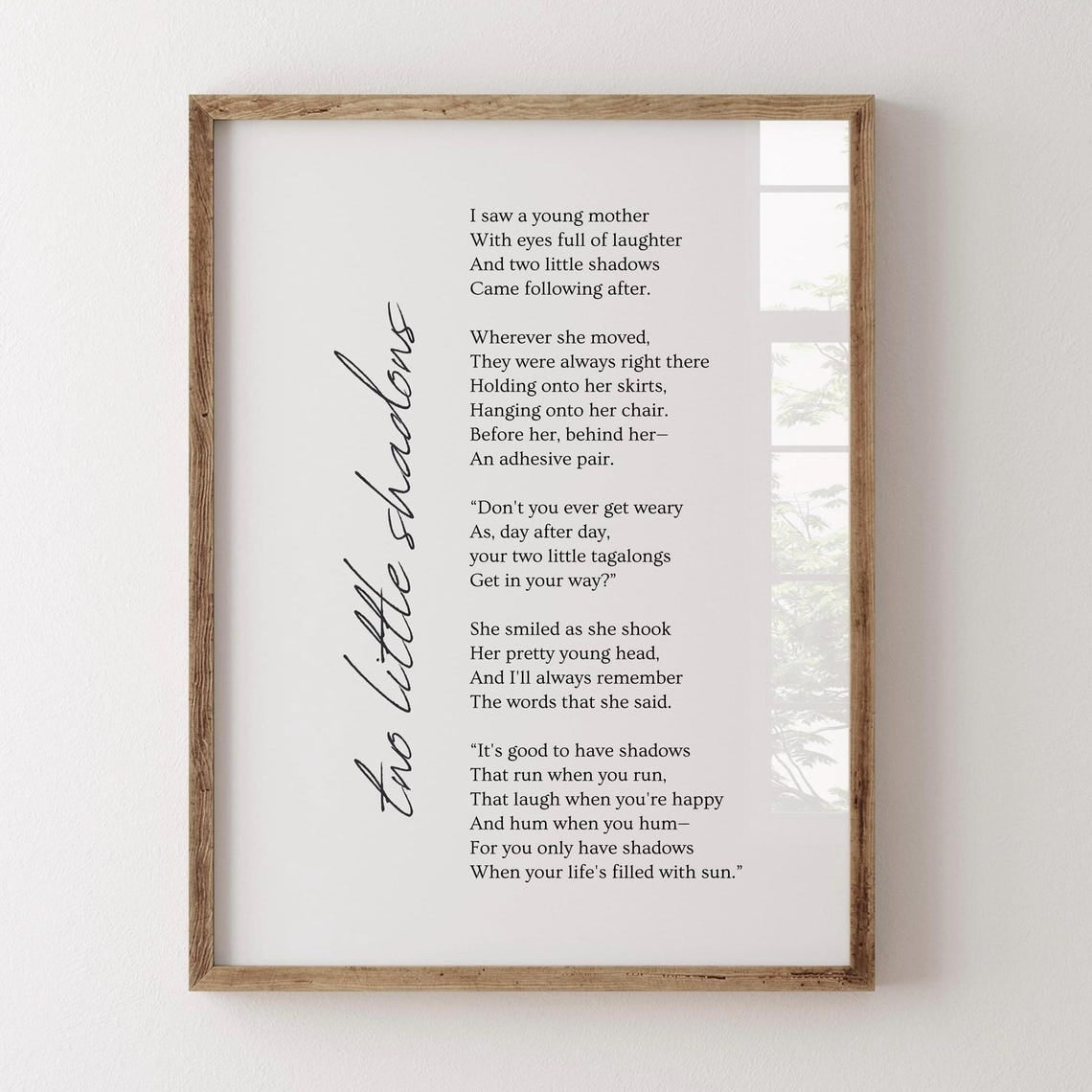 DOPAPRINT Two Little Shadows Wall Art, Gift For A Mother, Poem For Mom ...