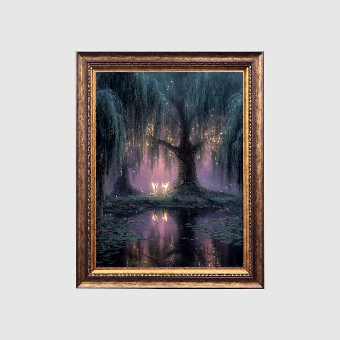 DOPAPRINT Two Tree Fairies Oil Painting, Cottagecore Decor Dark ...