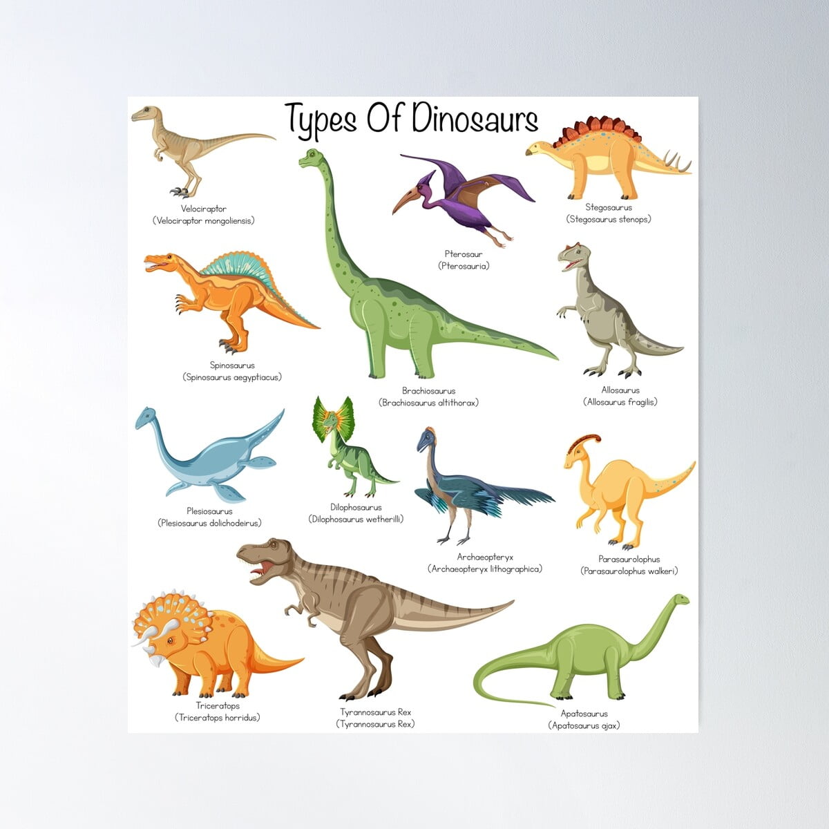 DOPAPRINT Types Of Dinosaurs - Cute Loving Dinosaurs Educational ...