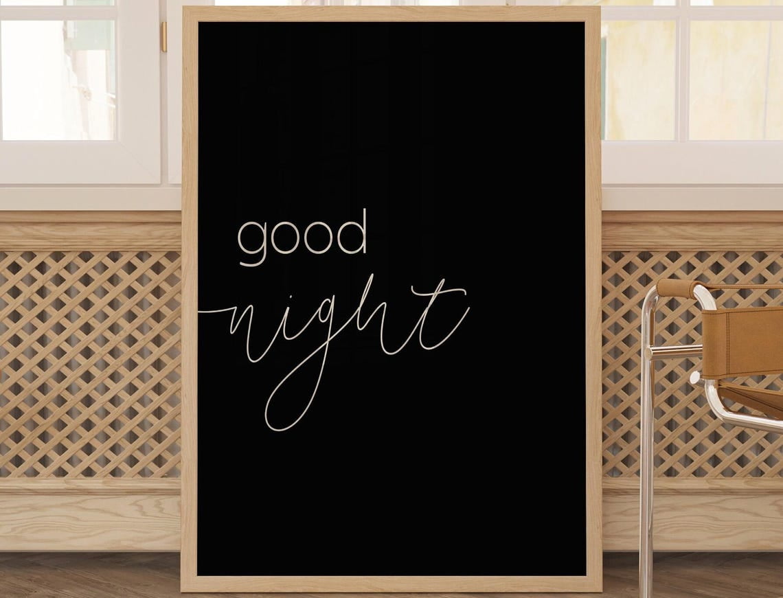 DOPAPRINT Typography Goodnight Wall Art Black And White Art Print Above ...