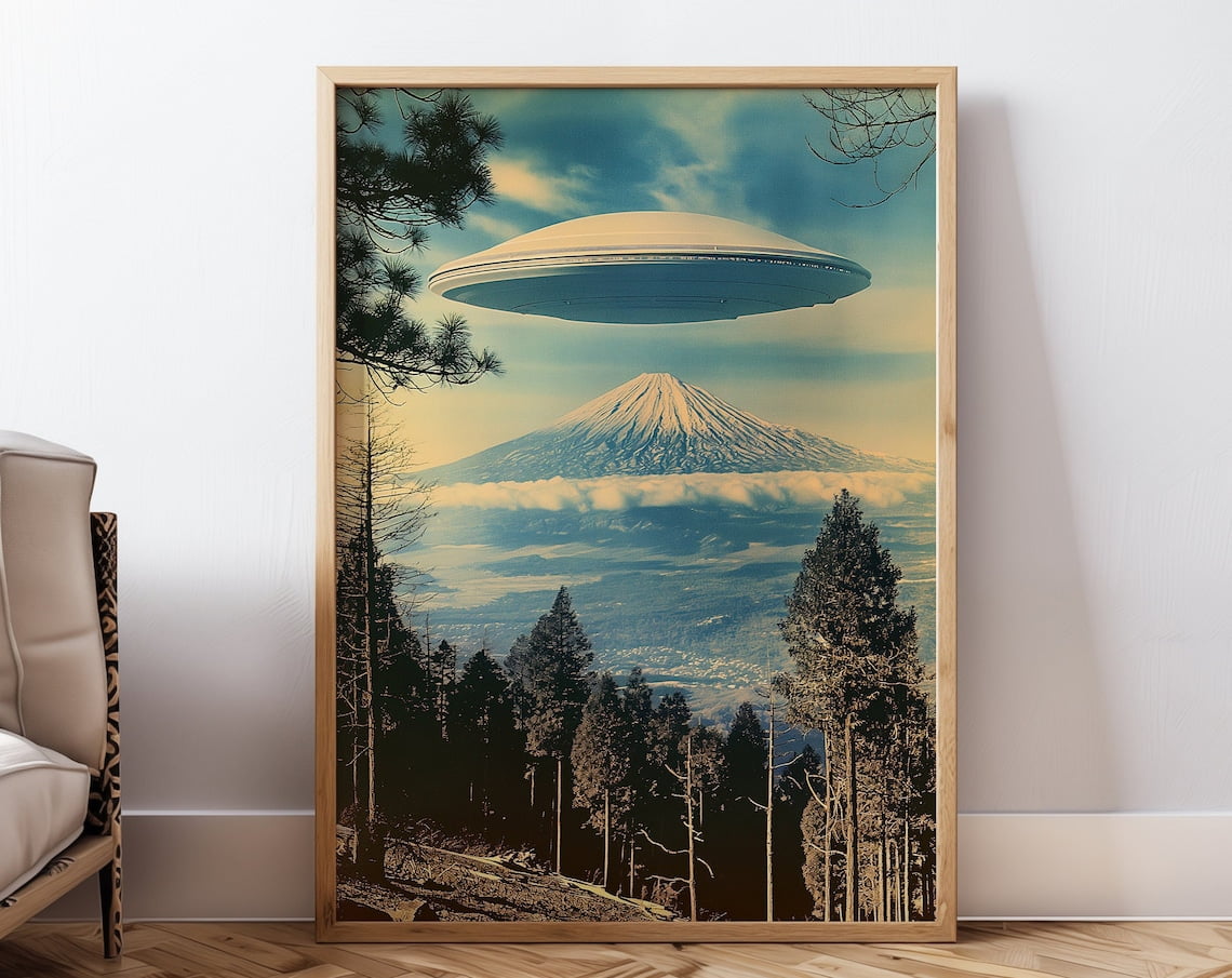 DOPAPRINT Ufo Poster Nature Wall Art Ufo Photo Vintage Ufo Wall Decor ...