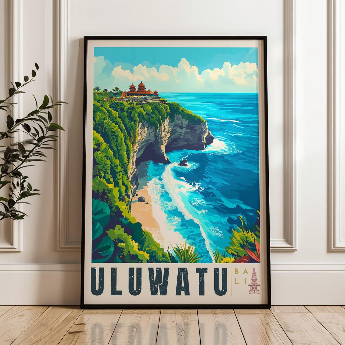 DOPAPRINT Uluwatu Travel Poster - Bali Wall Art Print, Tropical Island ...