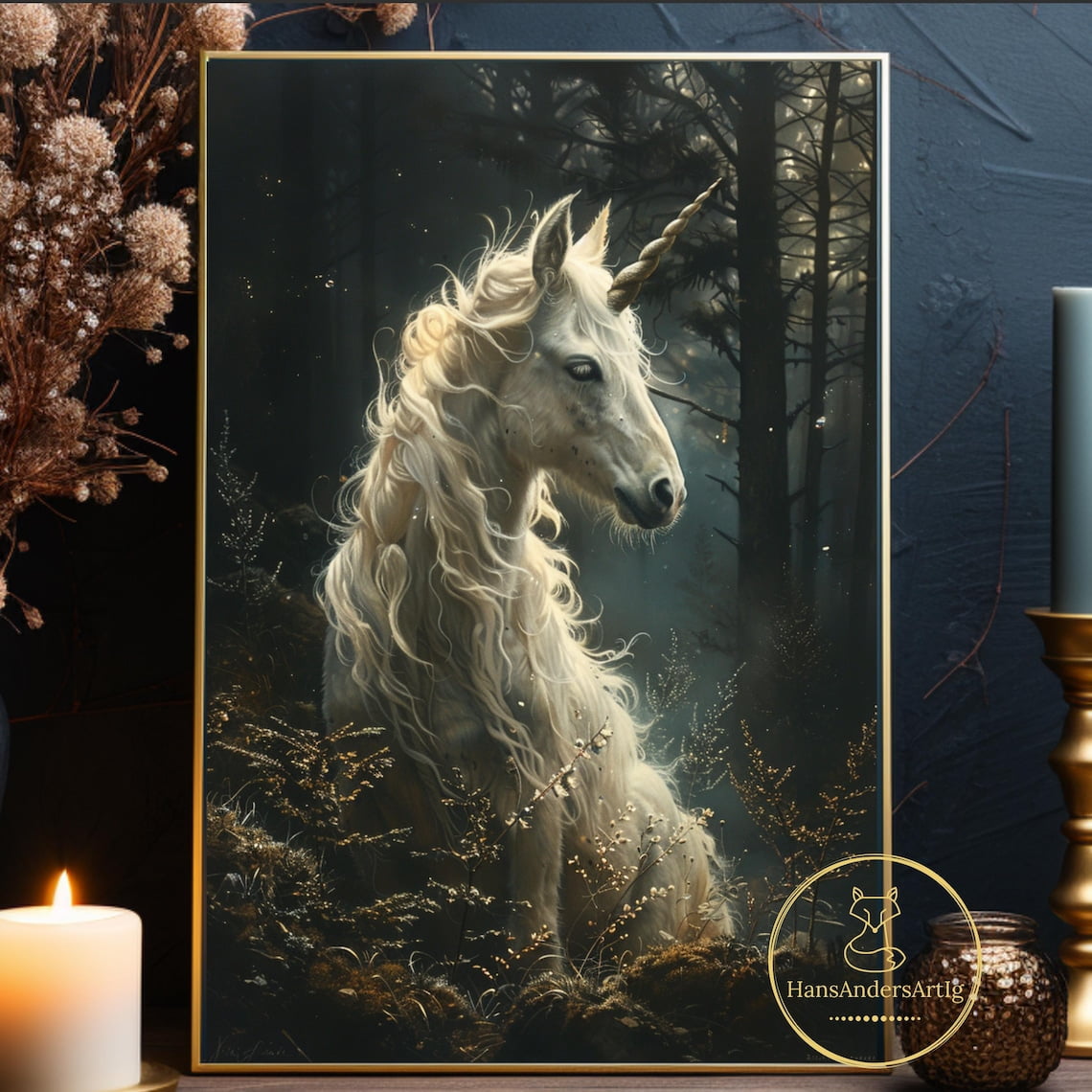 DOPAPRINT Unicorn Poster Whimsy Fantasy Unicorn Print Gift For Girl ...