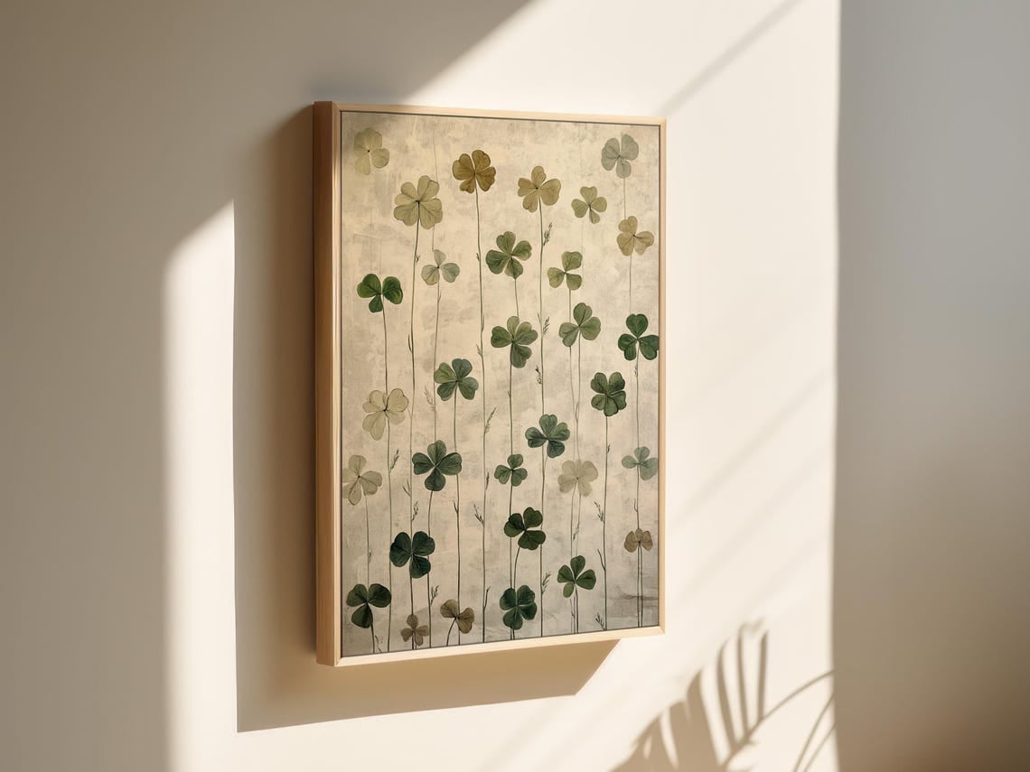 DOPAPRINT Vertical Botanical Clover Wall Art With Rustic Elegance For ...