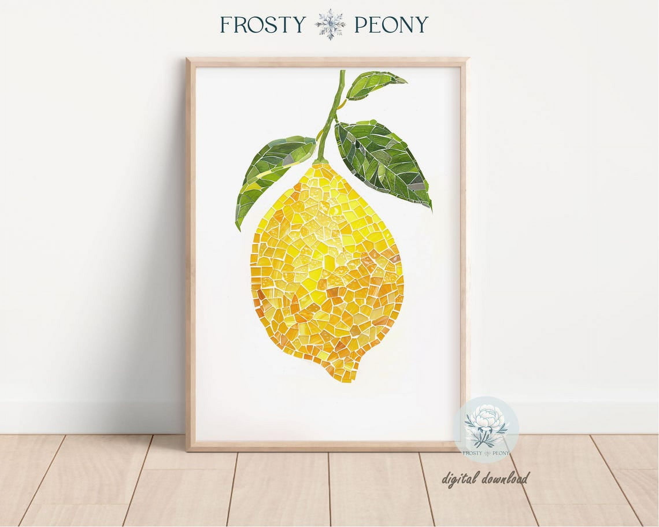 DOPAPRINT Vibrant Mosaic Lemon Art Print, Contemporary Kitchen Decor ...