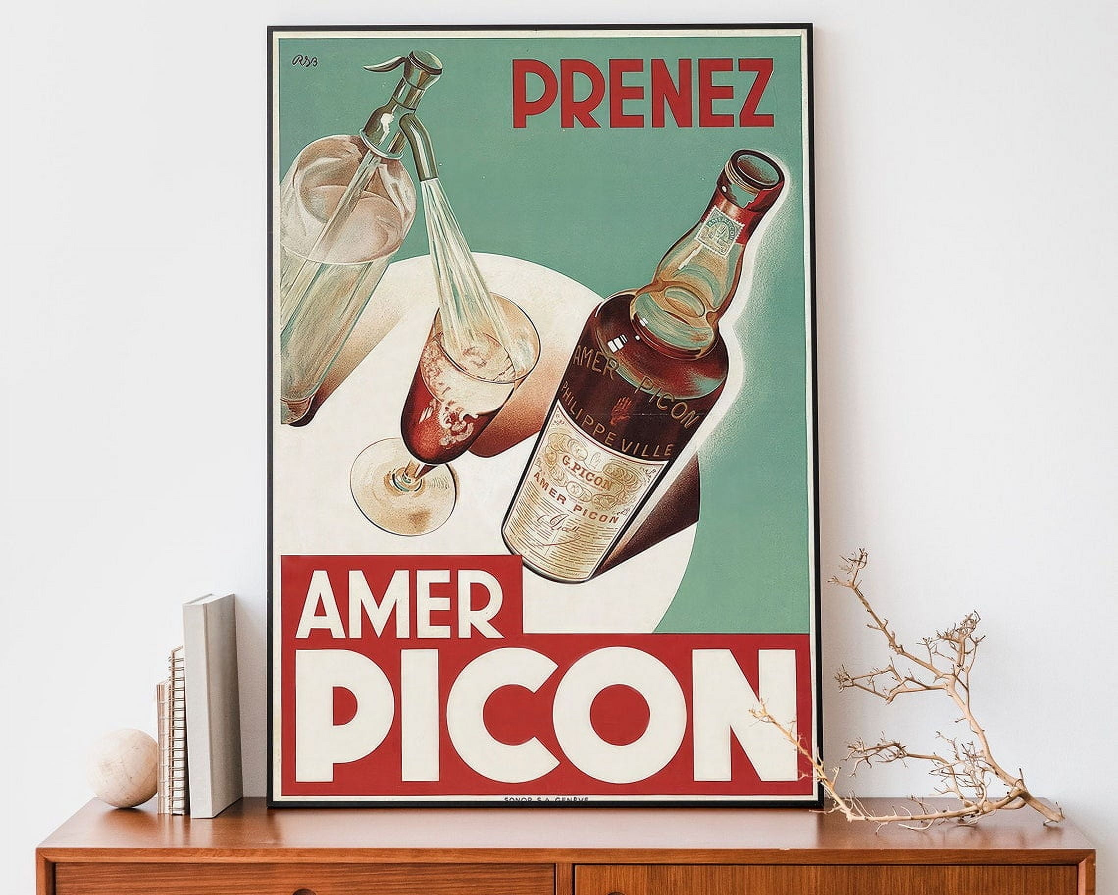 DOPAPRINT Vintage Amer Picon Poster, Retro Alcohol Advertisement, Bar ...