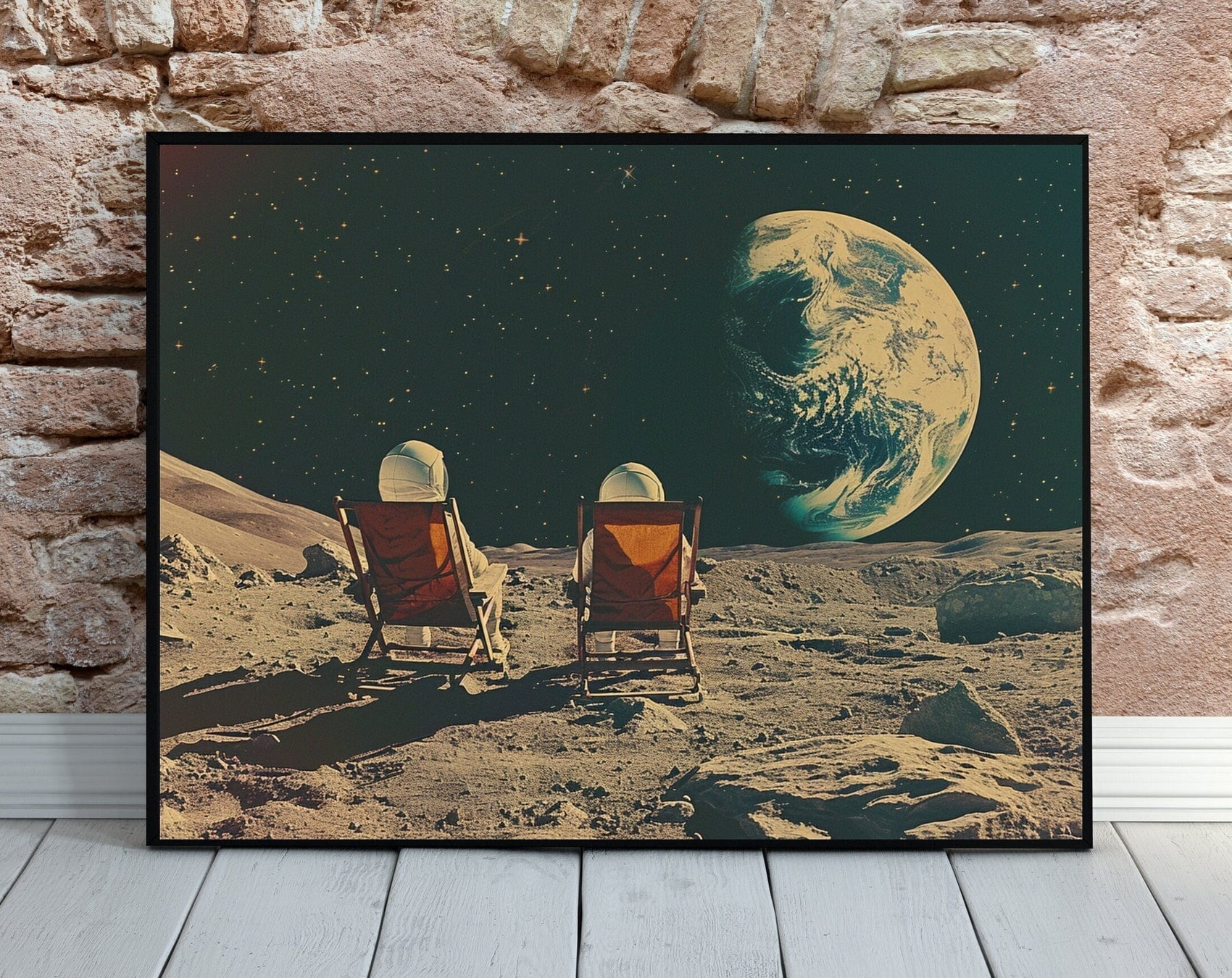 DOPAPRINT Vintage Astronaut Poster Space Art "Earth Rise" Retro Space ...