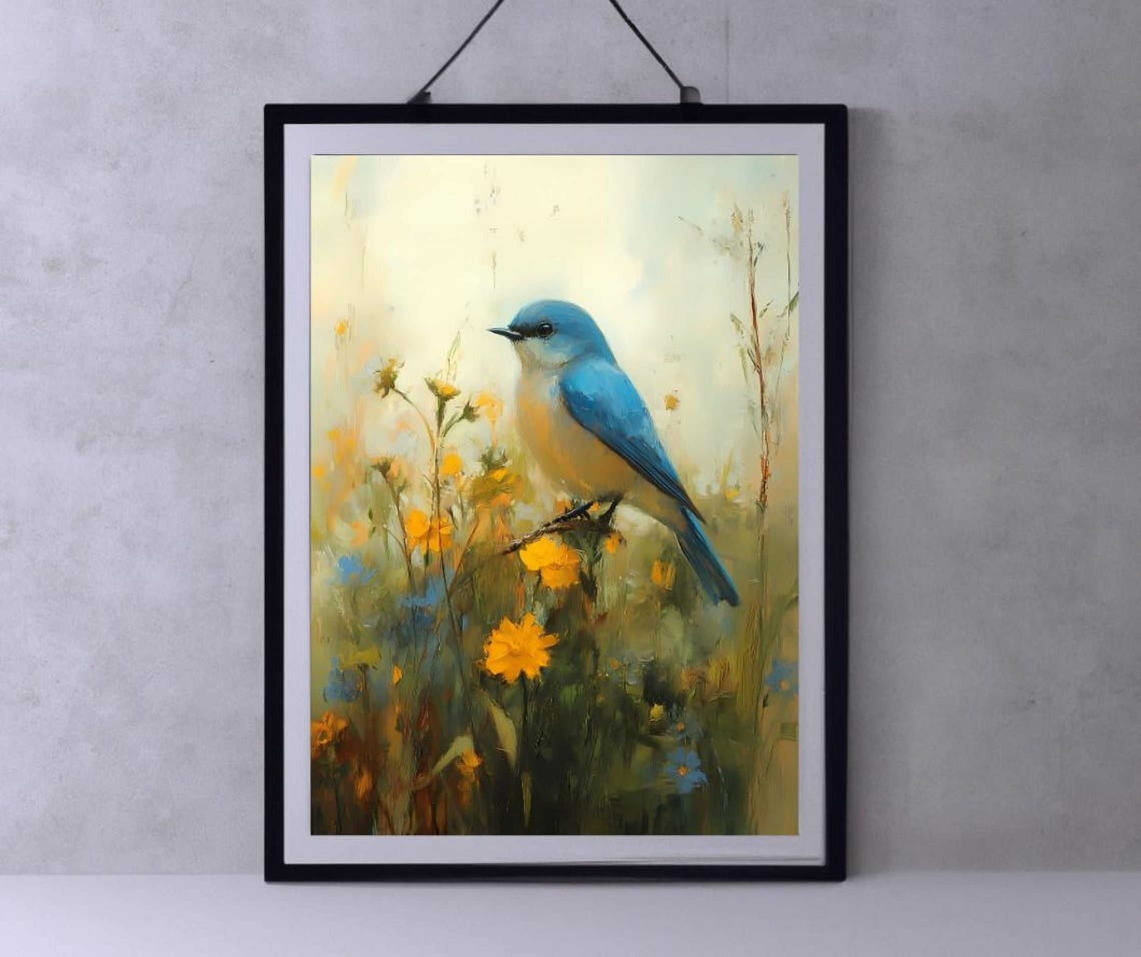 DOPAPRINT Vintage Blue Bird Wall Art, Dark Cottagecore Farmhouse Art, Dark Academia Gothic Decor ...