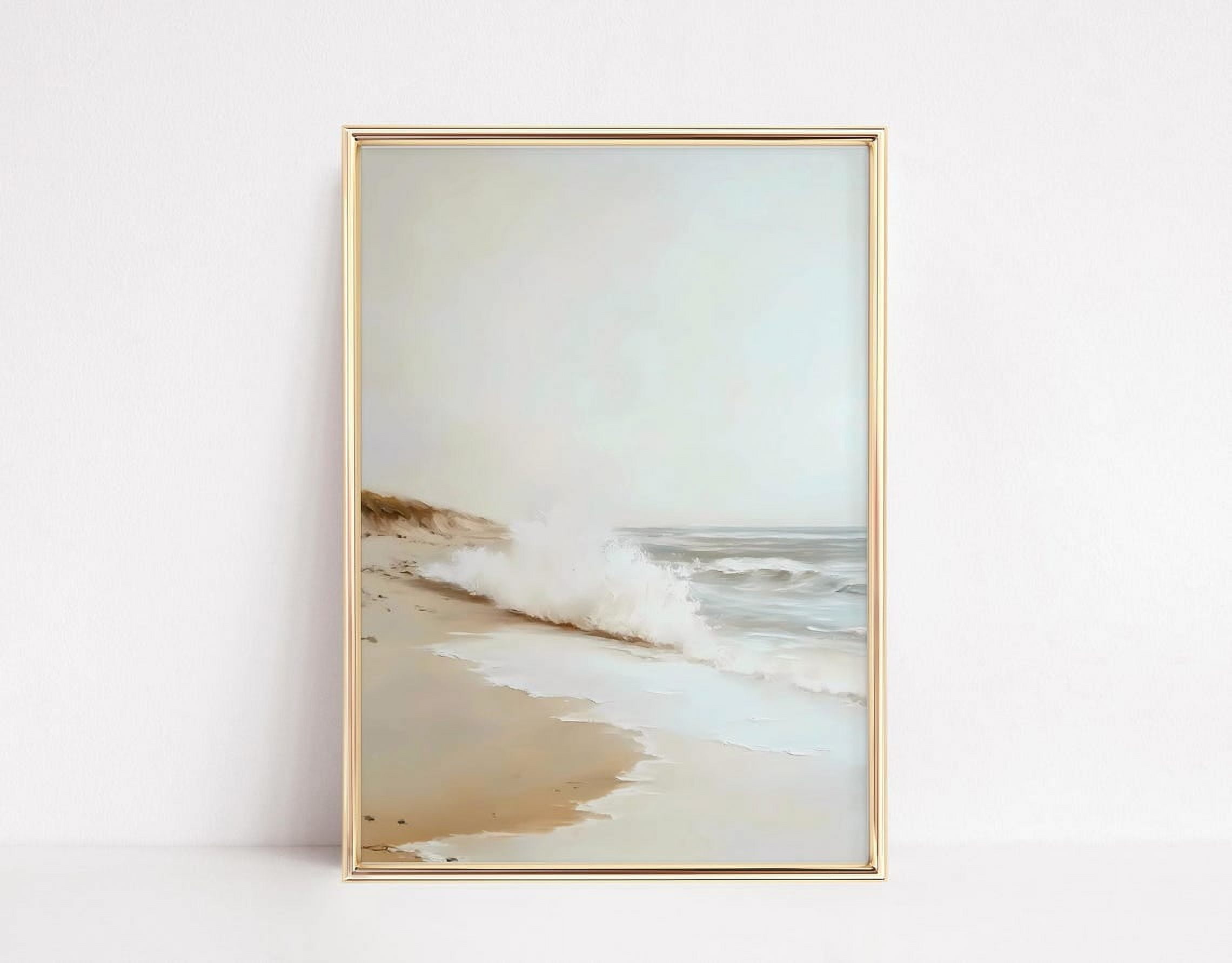 DOPAPRINT Vintage Calm Sea Wave Painting, Neutral Beach Landscape Art ...