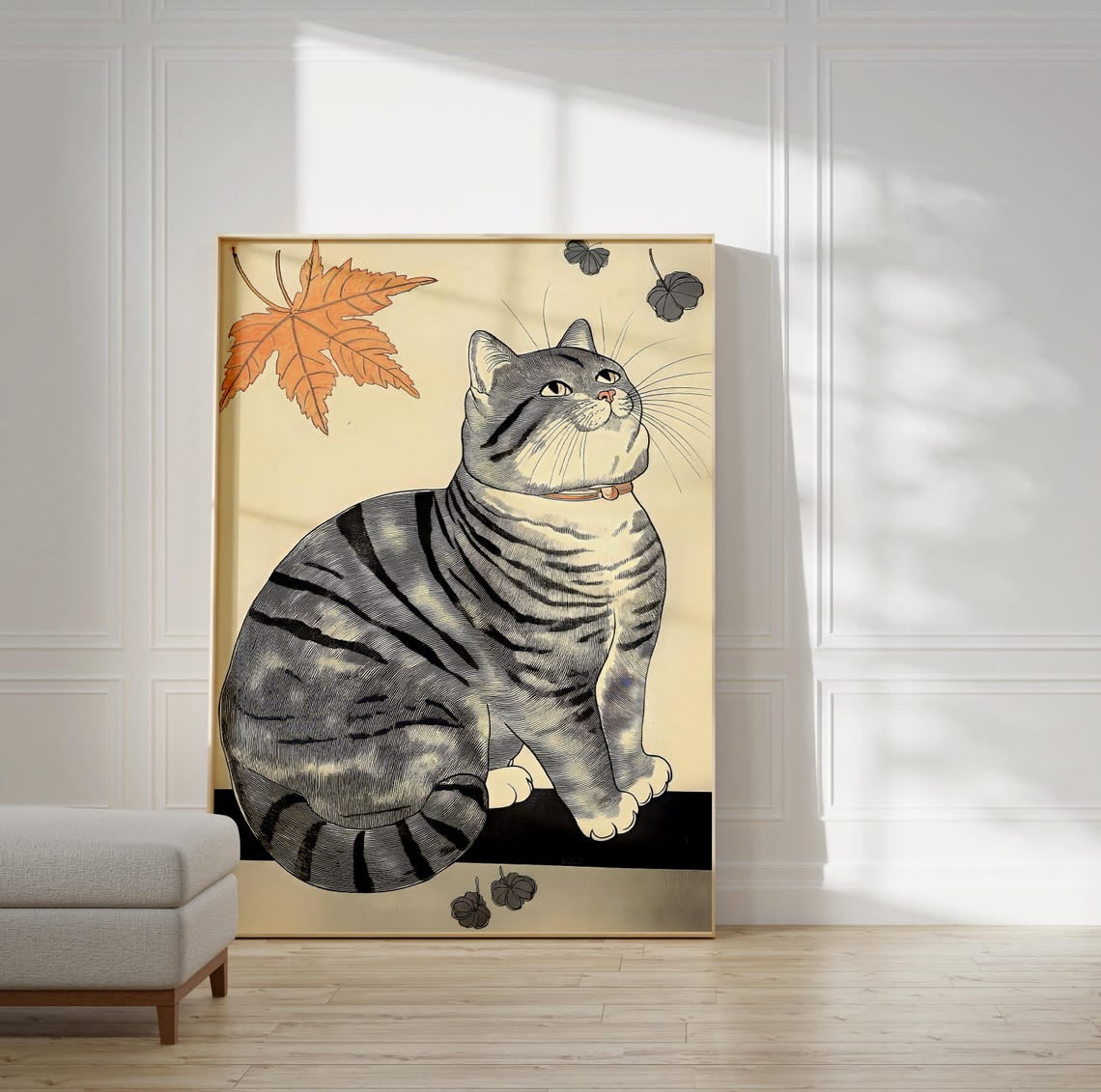 DOPAPRINT Vintage Cat Poster, Happy Chubby Tabby Cat Art Print ...