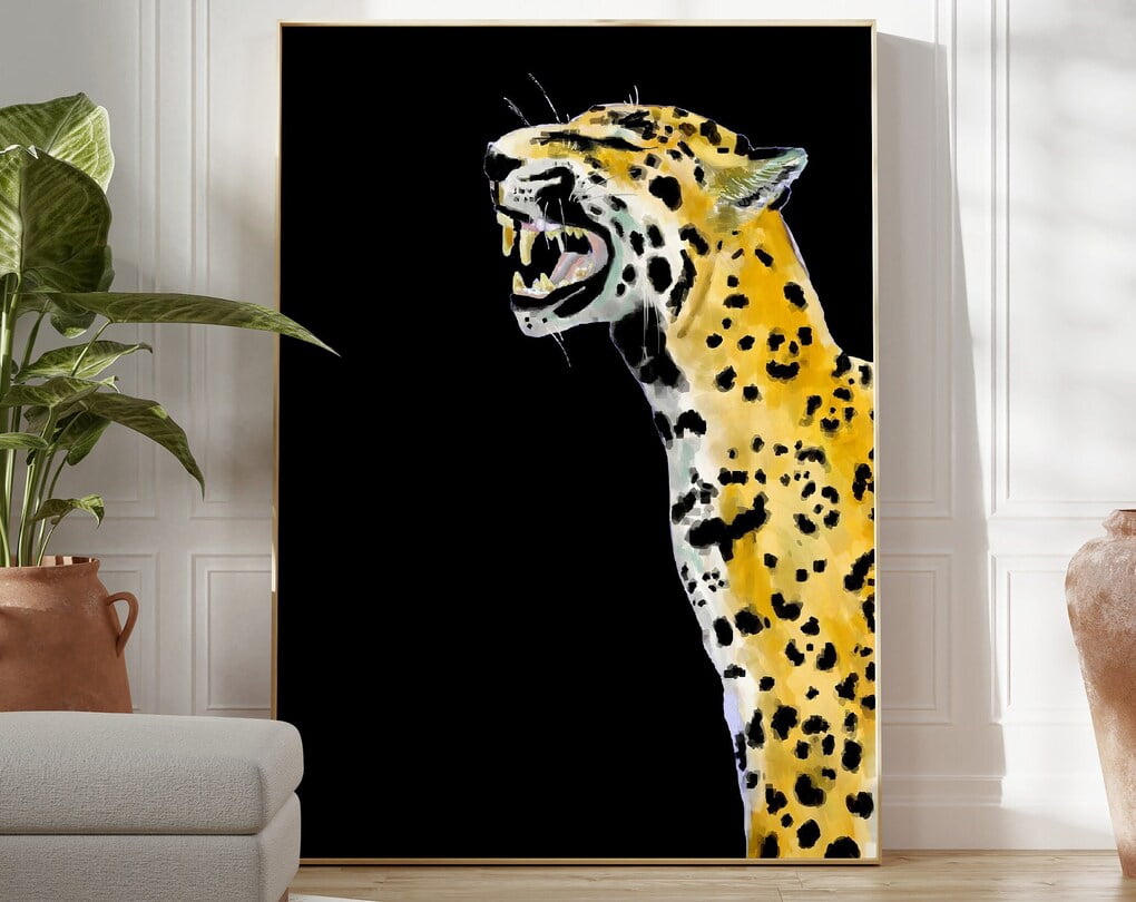 DOPAPRINT Vintage Cheetah Art, Vintage Wall Art, Safari Animal Art, Leo ...