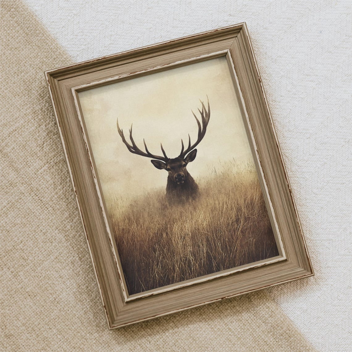 DOPAPRINT Vintage Deer, Rustic Winter Print, Rustic Deer Landscape ...