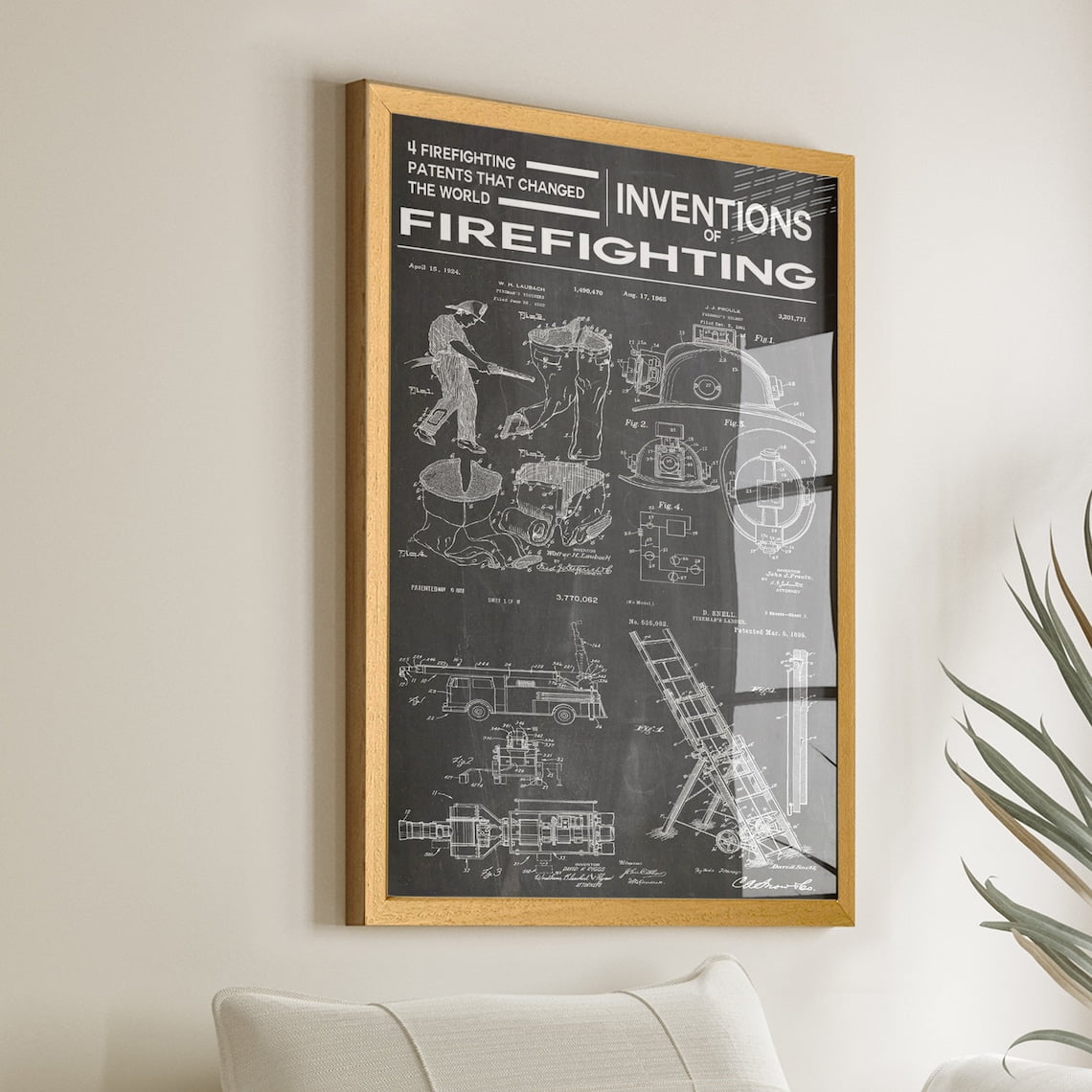 DOPAPRINT Vintage Fire Station Patent Poster: Firefighting History With ...