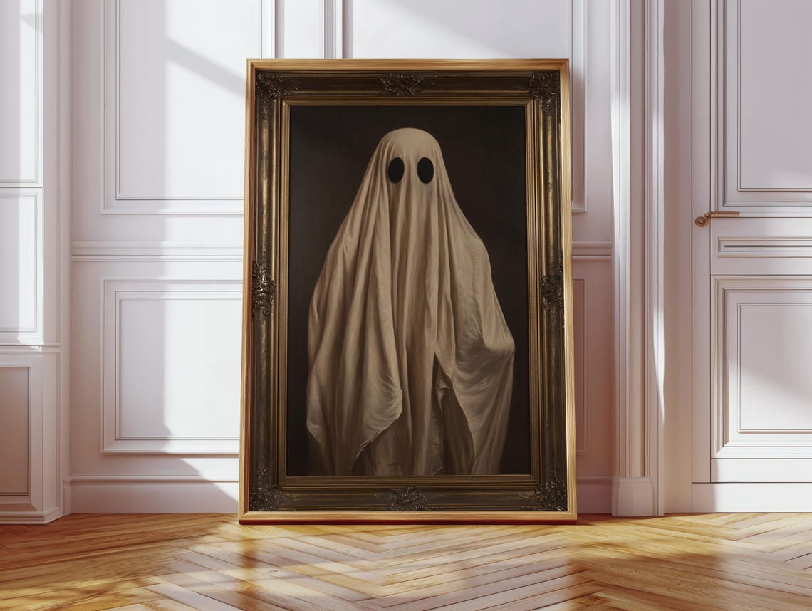 DOPAPRINT Vintage Ghost Portrait Print Gothic Wall Art Spooky Antique ...