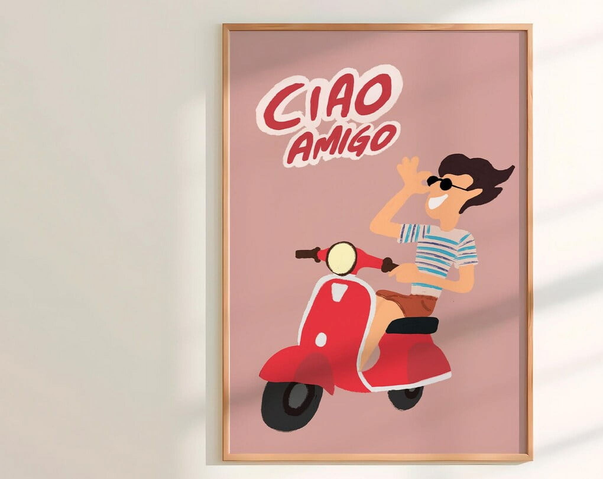 DOPAPRINT Vintage Italian Scooter Poster Retro Vespa Wall Art Travel ...