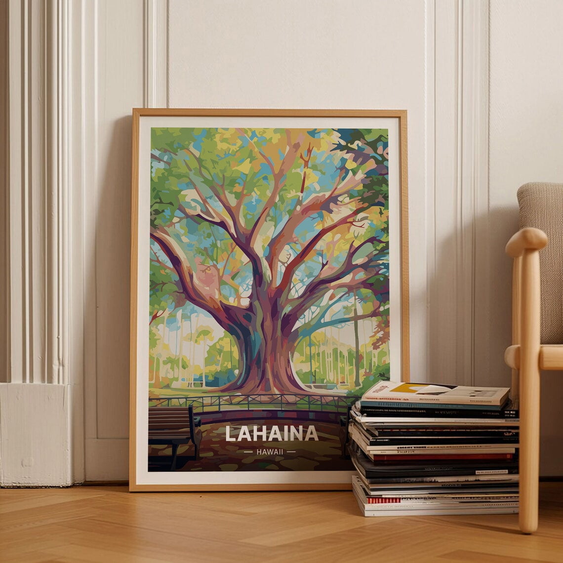 DOPAPRINT Vintage Lahaina Maui Poster, Hawaiian Banyan Tree Art, Mid ...