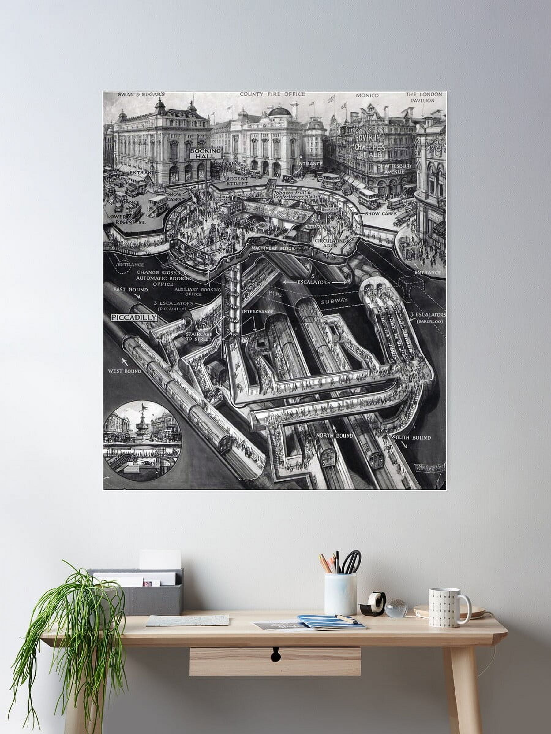 DOPAPRINT Vintage London - Picadilly -Tube Poster Wall Art, Modern Wall ...