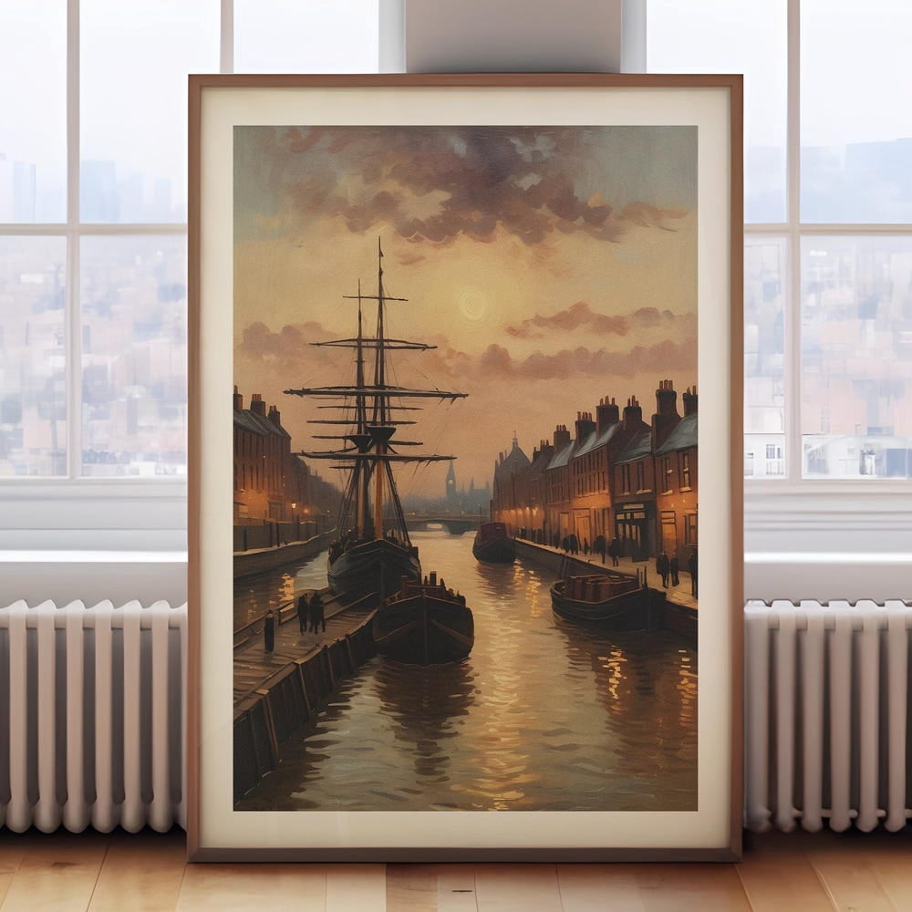 DOPAPRINT Vintage London print, Victorian river Thames painting, sea ...