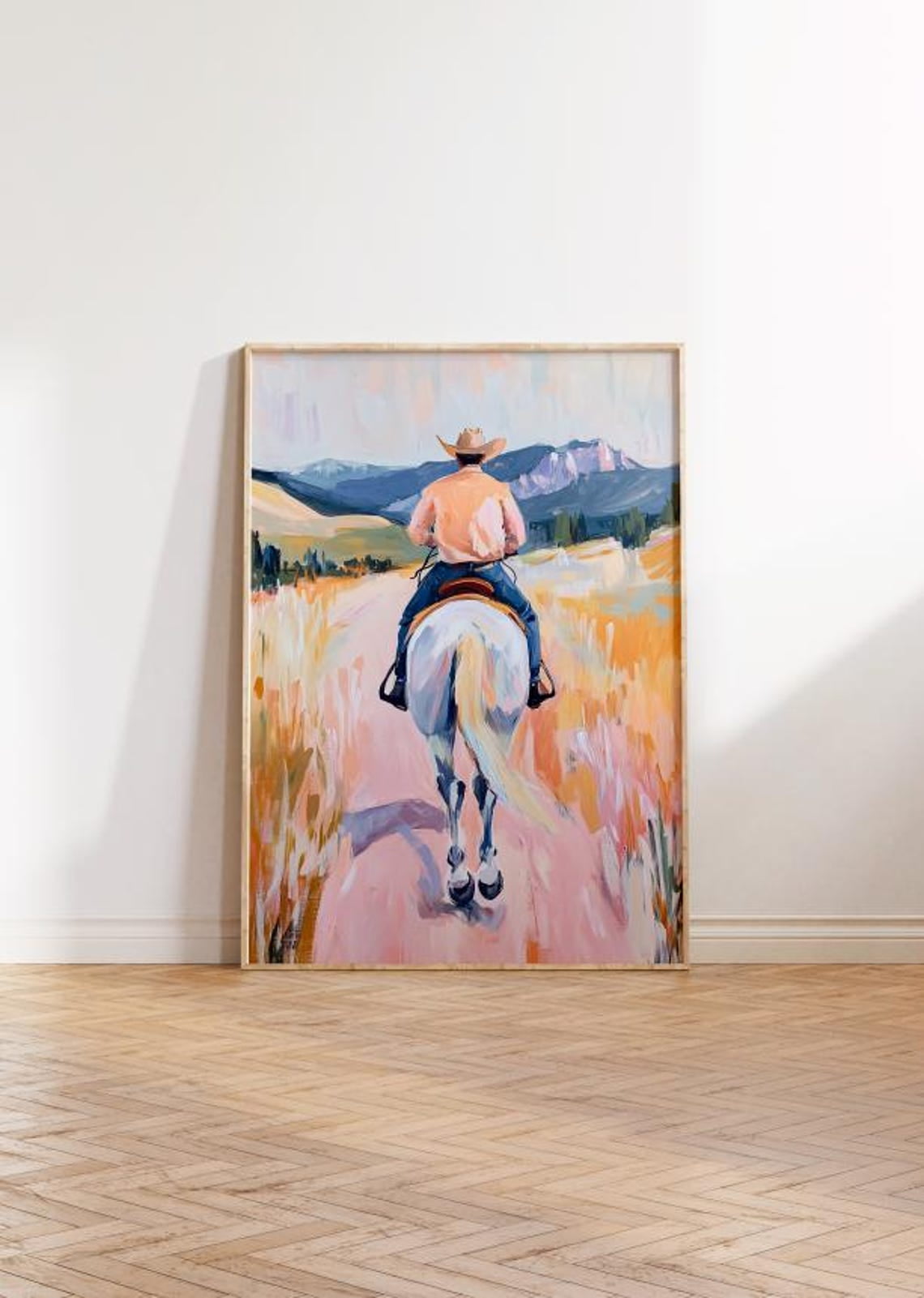 DOPAPRINT Vintage Painted Cowboy Wall Art Western Painting Wall Art ...