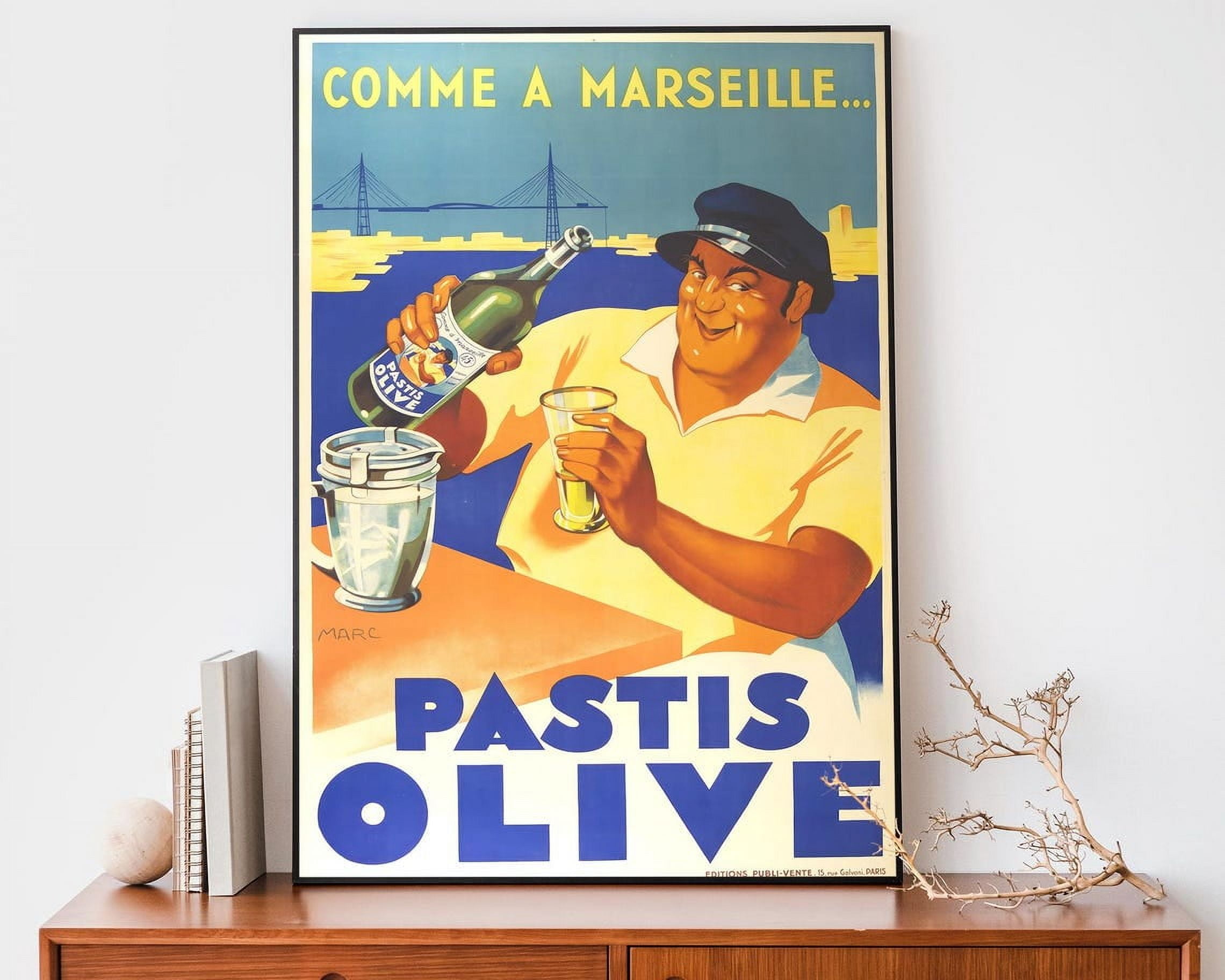 DOPAPRINT Vintage Pastis Olive Advertising Poster, Retro French Liquor ...
