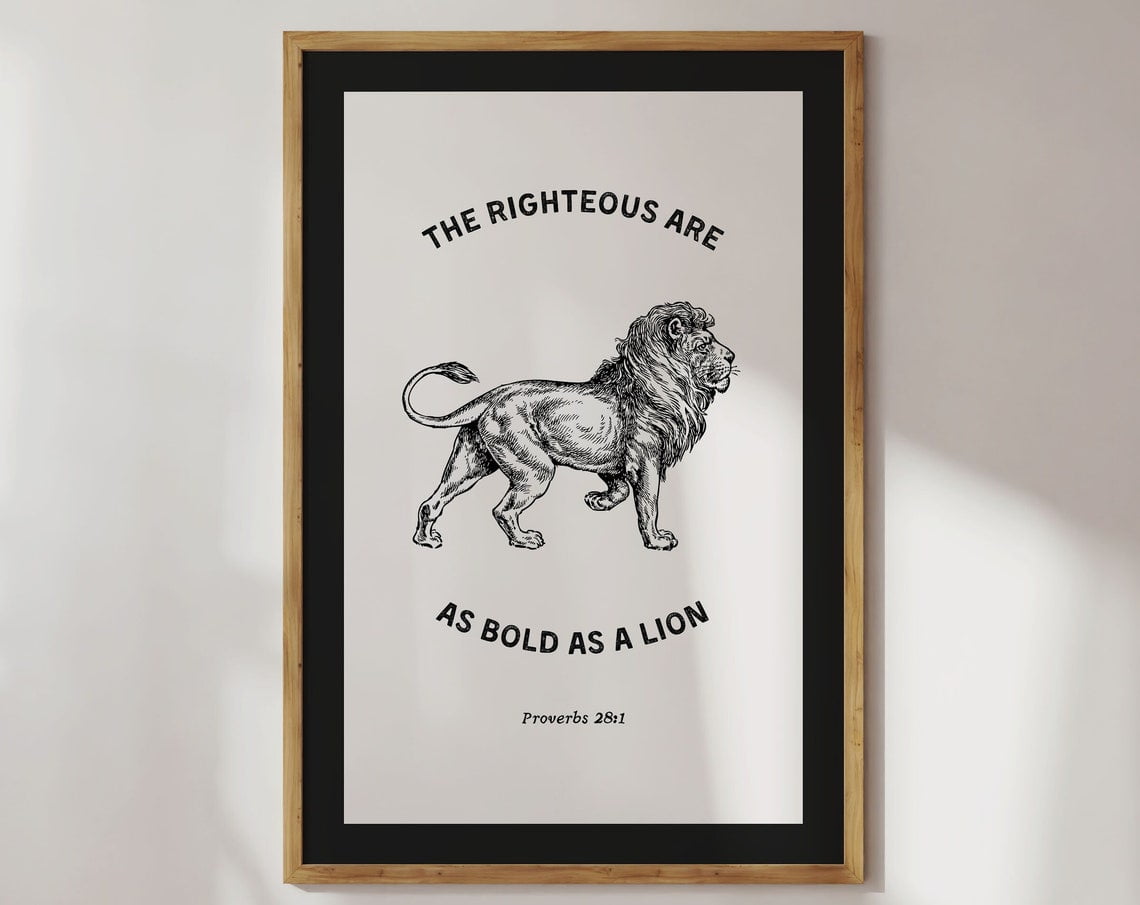 DOPAPRINT Vintage Proverbs 28:1, Christian Poster, Bible Verse Wall Art ...