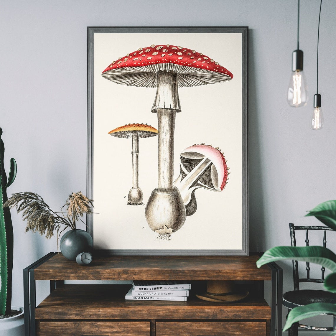 DOPAPRINT Vintage Red Mushroom Art Print, Toadstool Print, Botanical Fungi Poster, Cottagecore ...