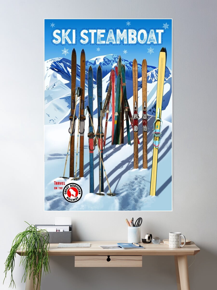 DOPAPRINT Vintage-Style Ski Steamboat Travel Poster Wall Art, Modern ...