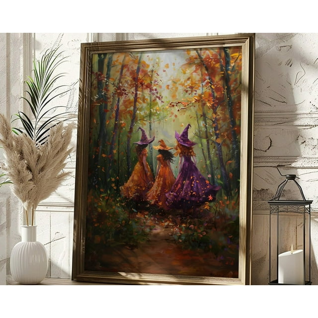 DOPAPRINT Vintage Witches In The Forest Paint, Witchy Wall Art, Magical ...