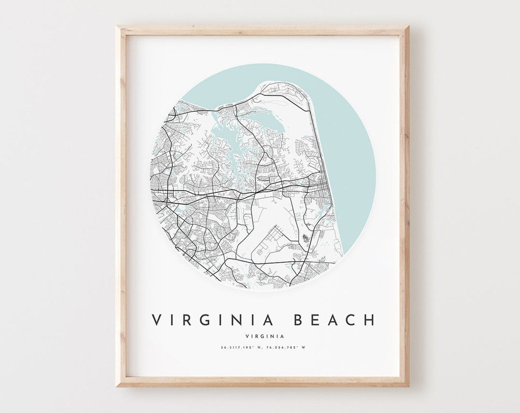 DOPAPRINT Virginia Beach Map Print, Virginia Beach Map Poster City Wall ...
