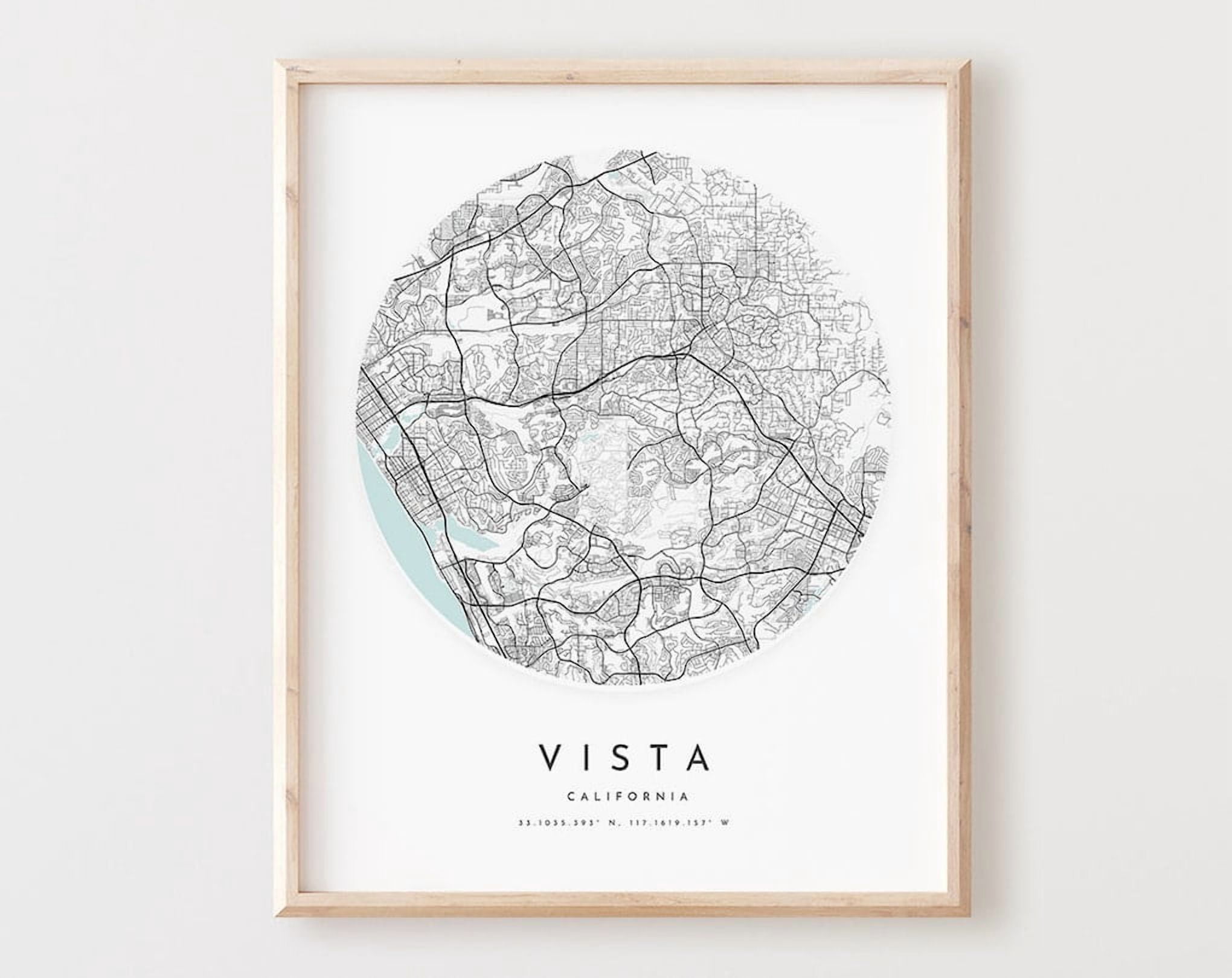 DOPAPRINT Vista Map Print, Vista Map Poster City Wall Art, Ca Road Map ...