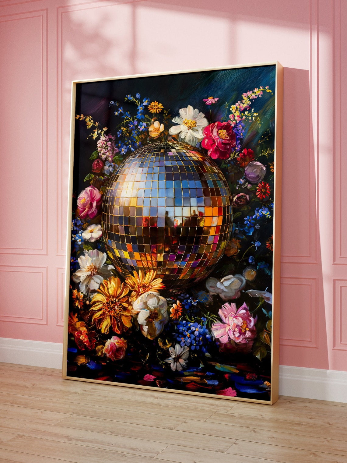DOPAPRINT Vivid Wall Art, Disco Ball Maximalist Painting, Bold Eclectic ...