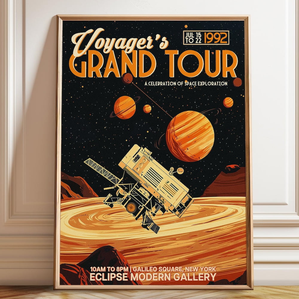 DOPAPRINT Voyager Spacecraft Wall Art Retro Outer Space Poster Of Grand ...